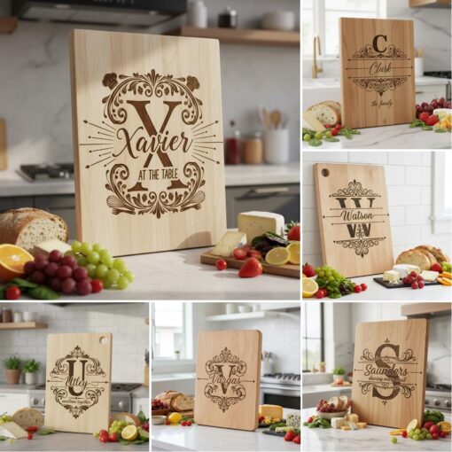 Monogram Engraving Board Bundle, Vintage Charcuterie Family Name ...