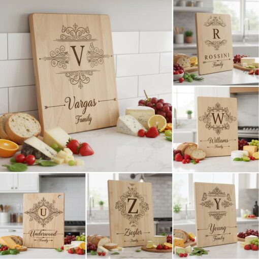 Monogram Engraving Designs for Wooden Boards, Vintage Alphabet, Family ...