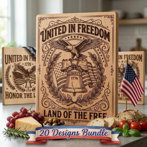 Patriotic 4th of July Eagle Flag 1776, American Laser Engraving ...