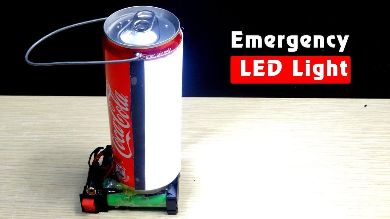 How to make a LED Emergency Light from Coca Cola can - Rechargeable LED ...