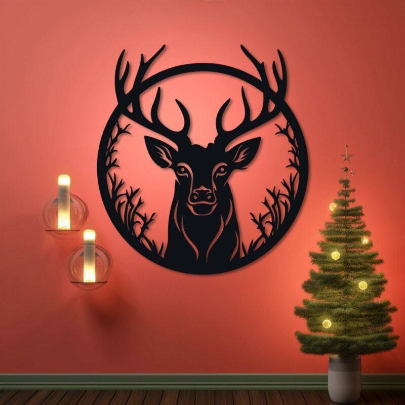 Art Mural Noël Renne, Fichier Découpe Laser SVG AI DXF | Boutique de ...