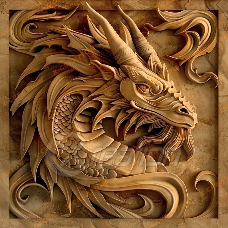 High-Res 3D Laser Engraving | Dragon Design for Lightburn & Glowforge ...