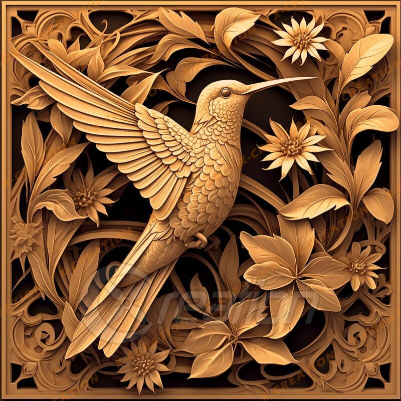 3D Illusion Hummingbird Laser Engraving PNG | High-Res File | X ...