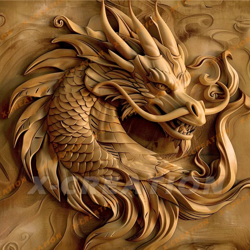 3D Laser Engraving File | Dragon Design for Lightburn & Glowforge | X ...
