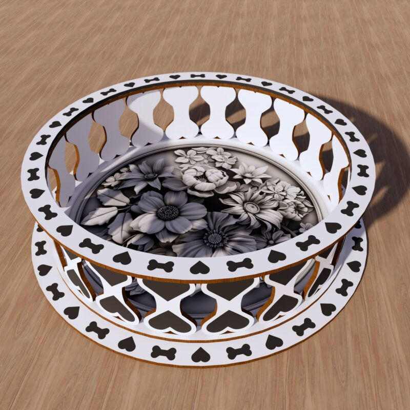 Dog Bowl Laser Cut File | 3D Flower Pattern | SVG, DXF, AI Download | X ...