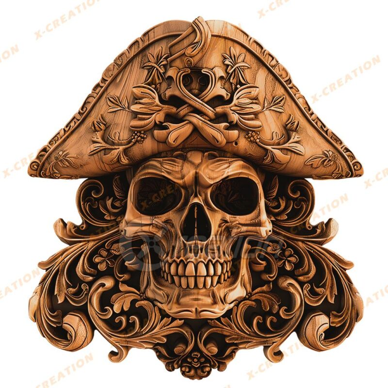 3D Pirate Skull Laser Engraving File - High-Res PNG for Engravers | X ...