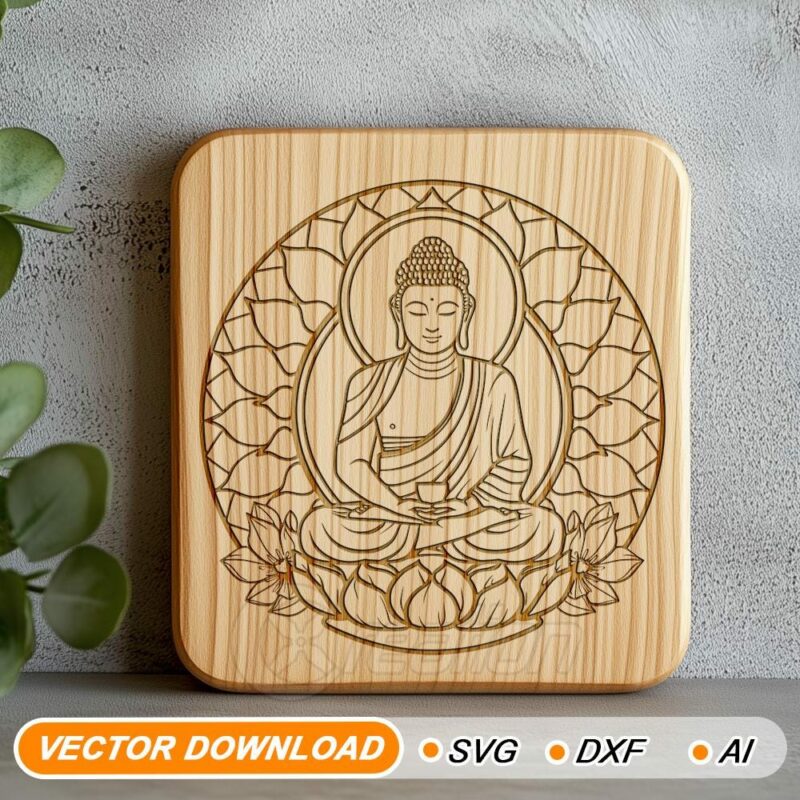 Buddha Meditation & Lotus SVG - Laser Engraving & Cricut Files | X ...