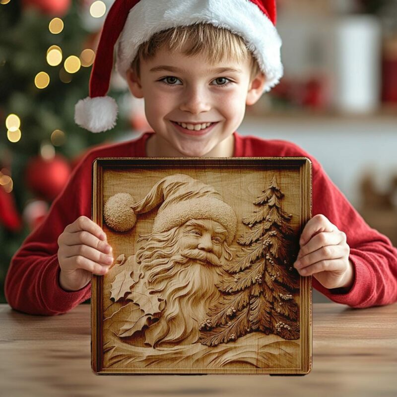 3D Laser Engraving File: Santa & Pine Tree | PNG for Glowforge & More ...