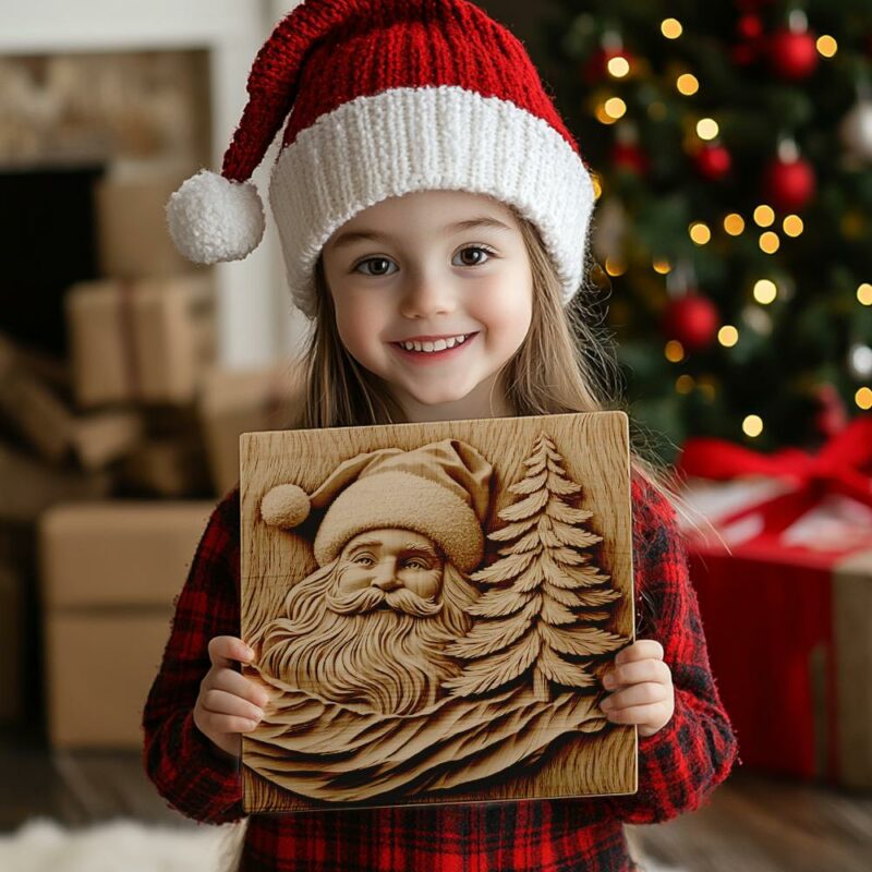 3D Laser Engraving: Santa & Pine Tree | PNG for Glowforge & More | X ...