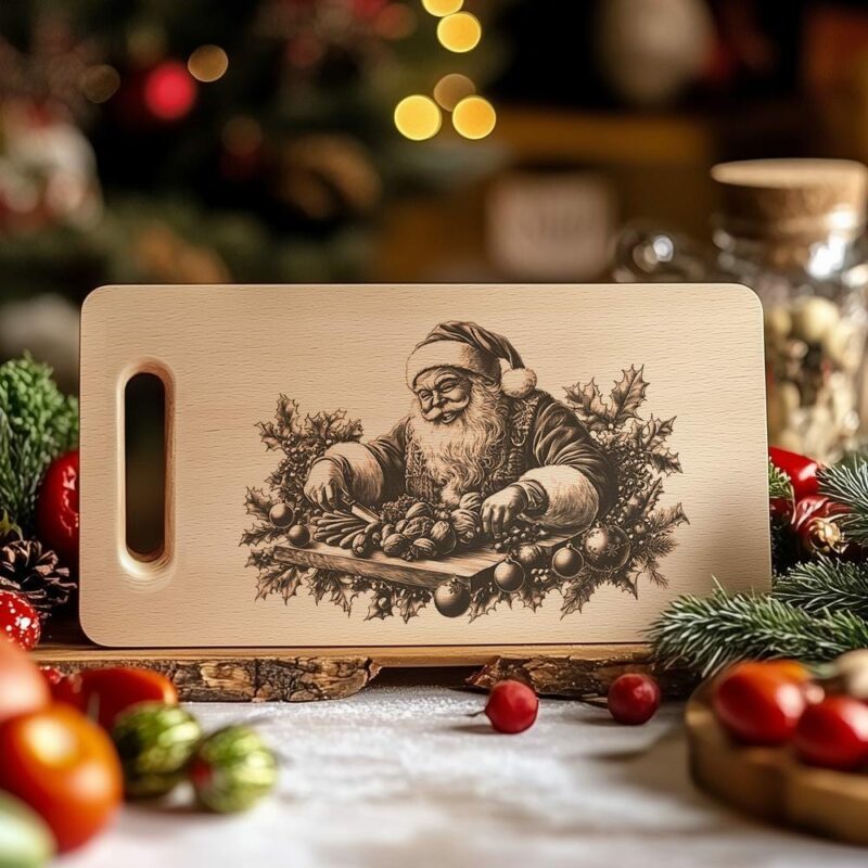 Santa Cooking Charcuterie Board Engraving | PNG for Kitchen Decor | X ...