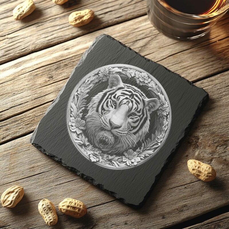 Slate Coaster File | Wild Tiger 3D Illusion PNG Decor | X-Creation ...