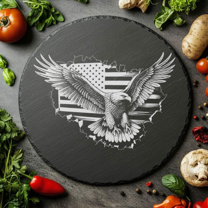 American Eagle Flag 3D Slate Cheese Board Engraving File | Kitchen ...