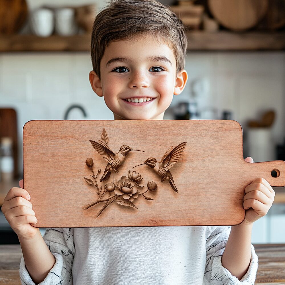 3D Illusion Hummingbird Laser Engraving File, Kitchen Decor, Charcuterie Board | X-Creation ...