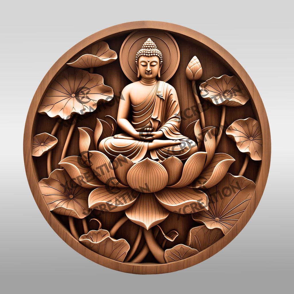 [Free Download] Buddha 3D Illusion Laser Engraving File, Peaceful Lotus ...