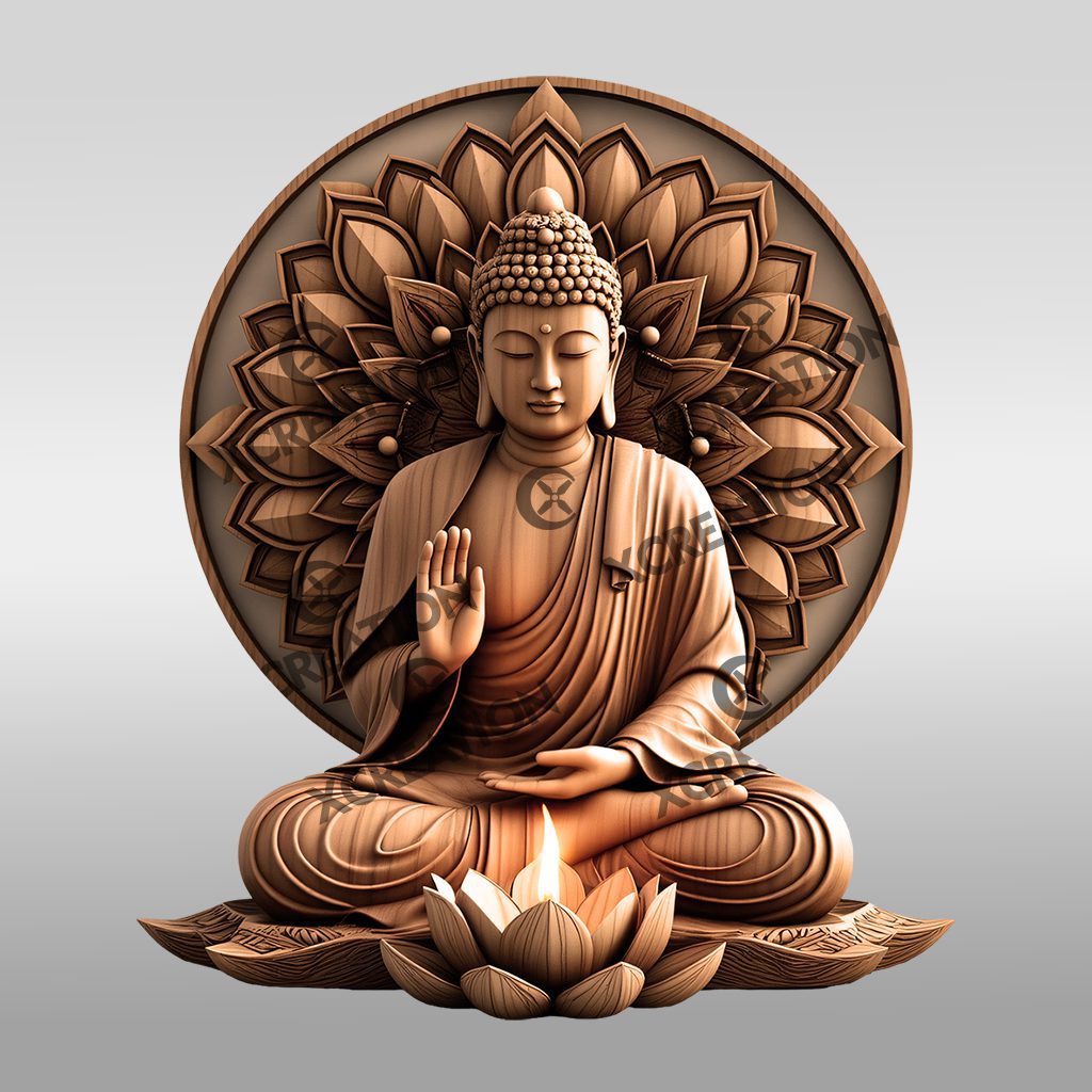Buddha 3D Illusion Laser Engraving File, Sacred Fire Zen Wall Art ...
