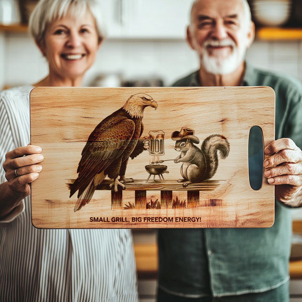 Charcuterie Board Engraving File, Eagle Squirrel Grill Beer Design ...