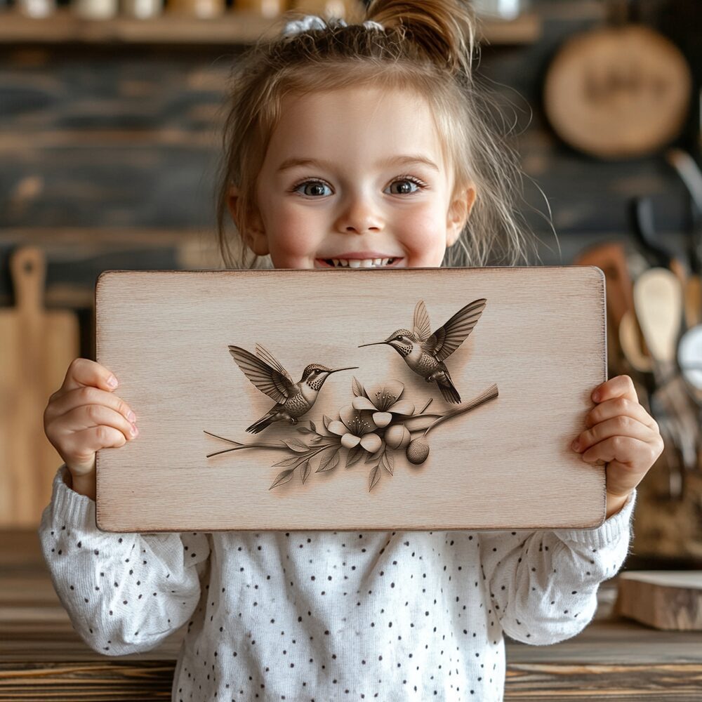 [Free Download] Charcuterie Board Laser Engraving File, 3D Hummingbird ...