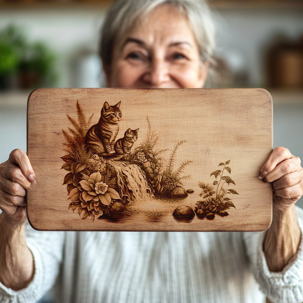 Charcuterie Board Laser Engraving File, Cat Family Waterfall, Unique ...