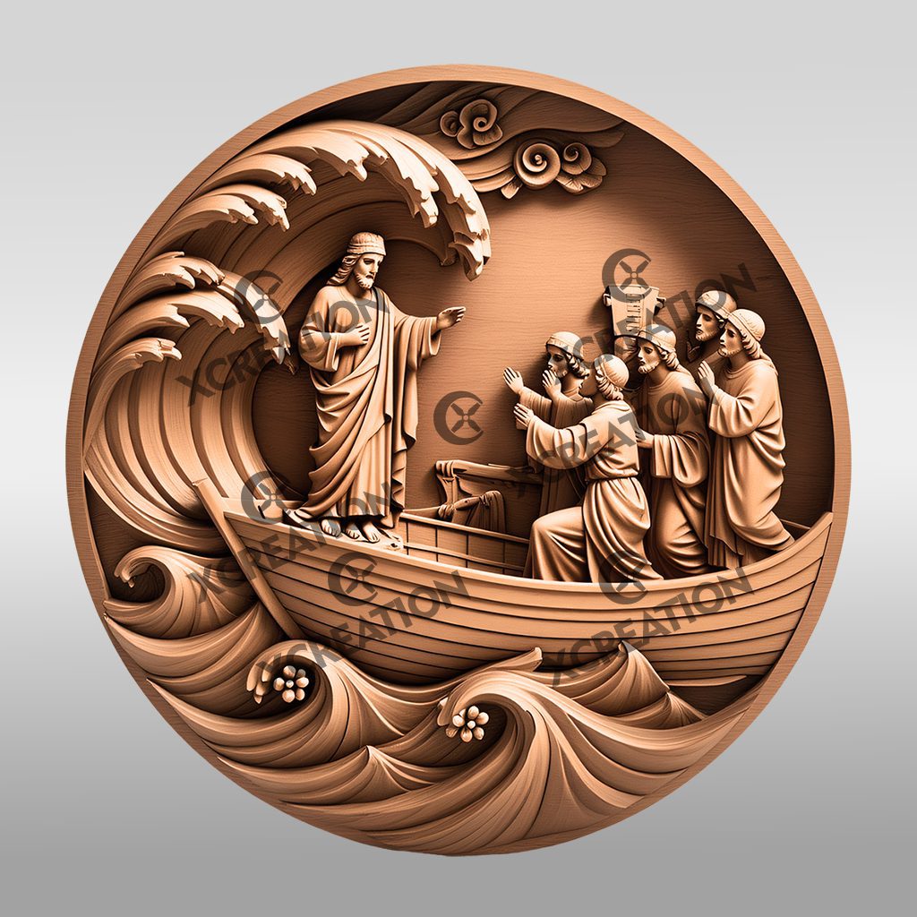 Jesus 3D Illusion Laser Engraving File, Calming The Storm Wall Art, Christian Decor | X-Creation ...