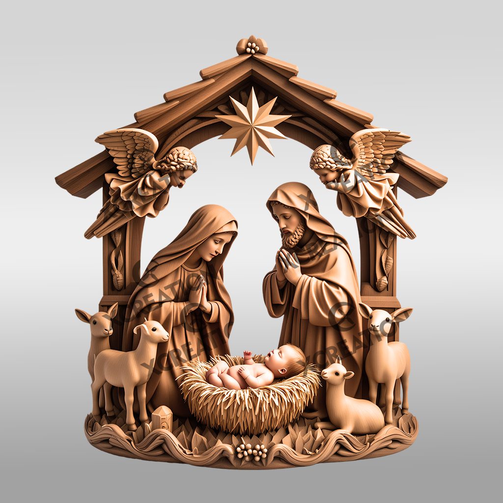 Jesus 3D Illusion Laser Engraving File, Nativity Scene, Christian ...
