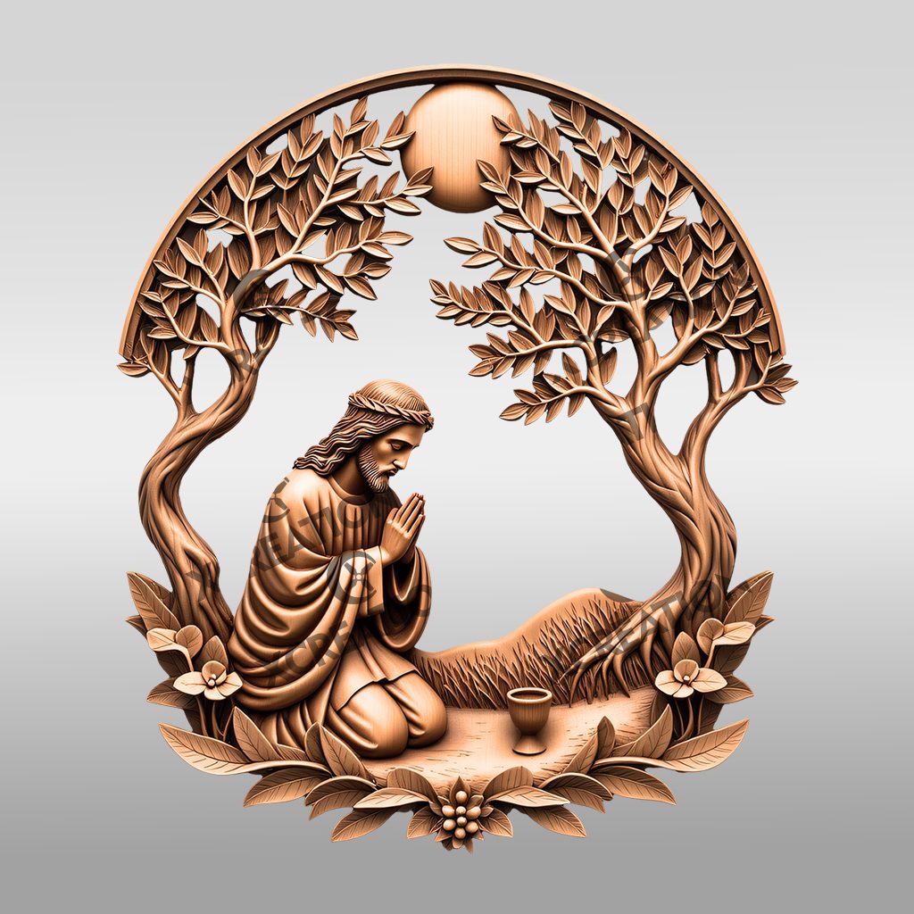 Jesus 3D Illusion Laser Engraving File, Praying in Garden, Christian ...