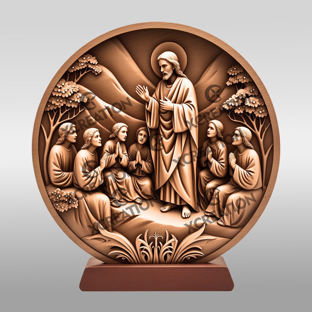 Jesus 3D Illusion Laser Engraving File, Sermon On The Mount Art ...