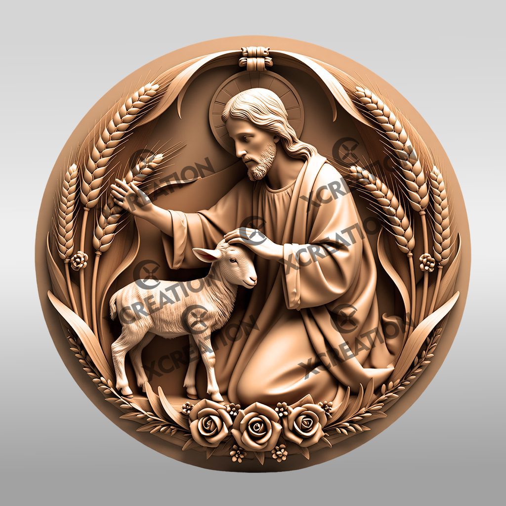 Jesus 3D Illusion Laser Engraving File, Shepherd Lost Lamb Christian ...