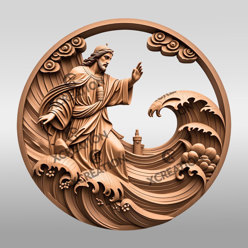 Jesus 3D Illusion Laser Engraving, Walking On Water Wall Art, Christian ...