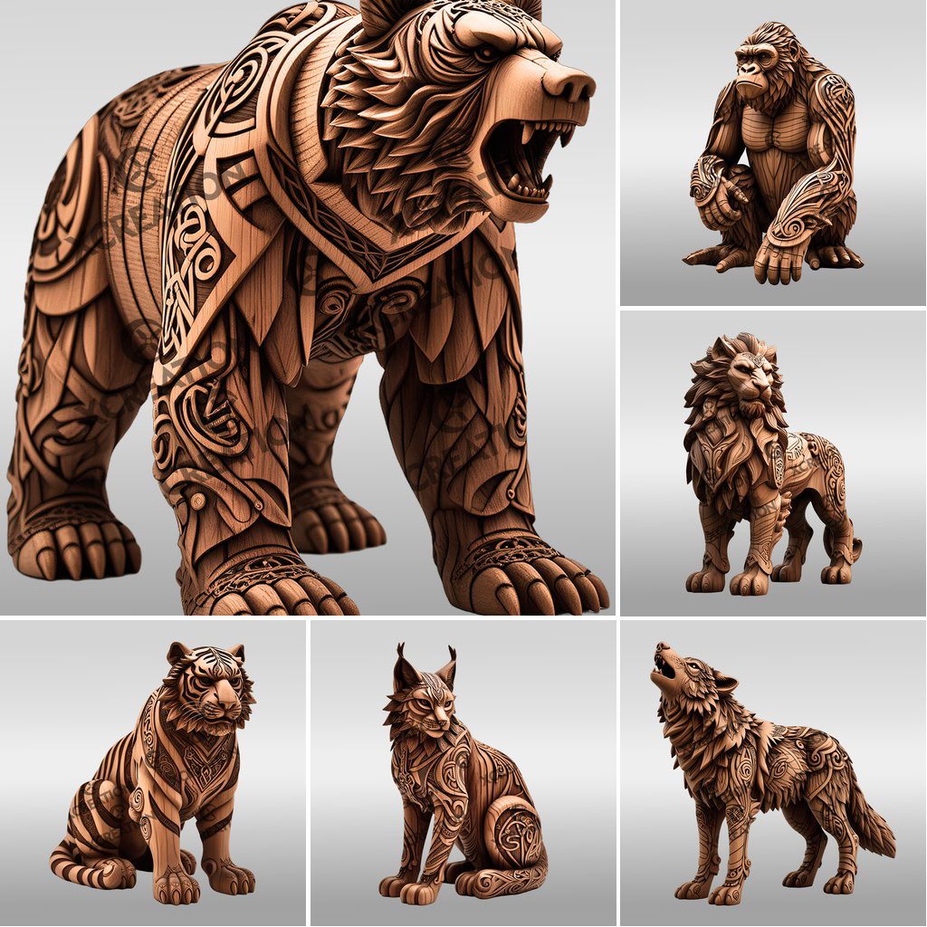 3D Animal Laser Engraving File Bundle, Wild Creatures, Intricate ...
