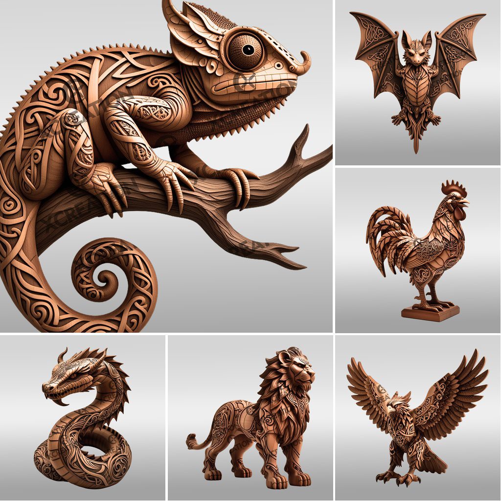 Animal 3D Illusion Laser Engraving Bundle, Wild Art Patterns for Home ...