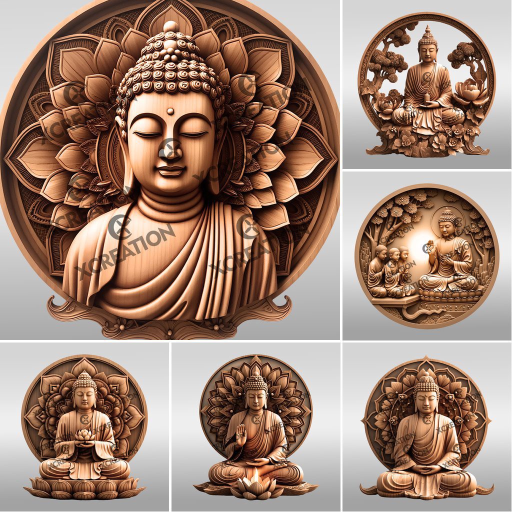 Buddha 3D Illusion Engraving File Bundle, Spiritual Zen Lotus Art, Home ...