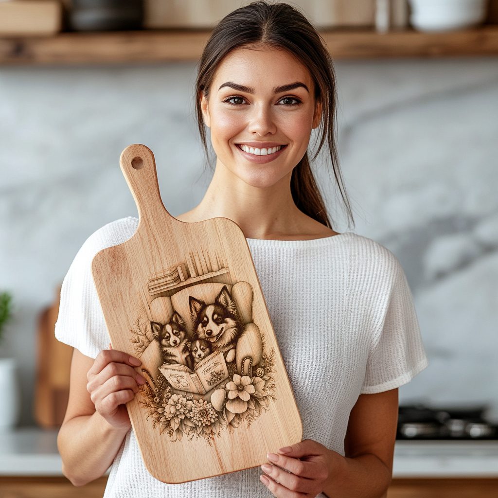 Charcuterie Board Engraving File, Family Dog Book Design, Personalized ...