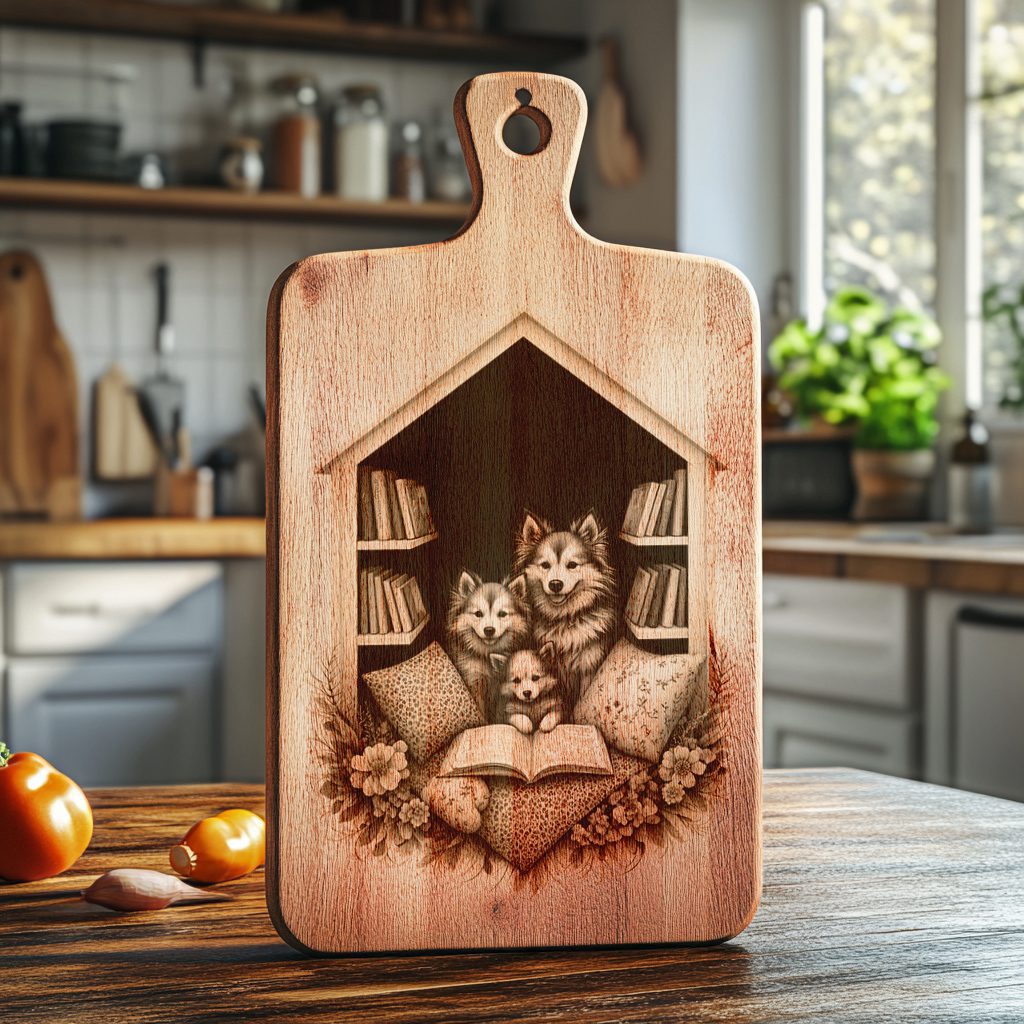 Charcuterie Board Engraving File, Huskies Family Reading Design ...
