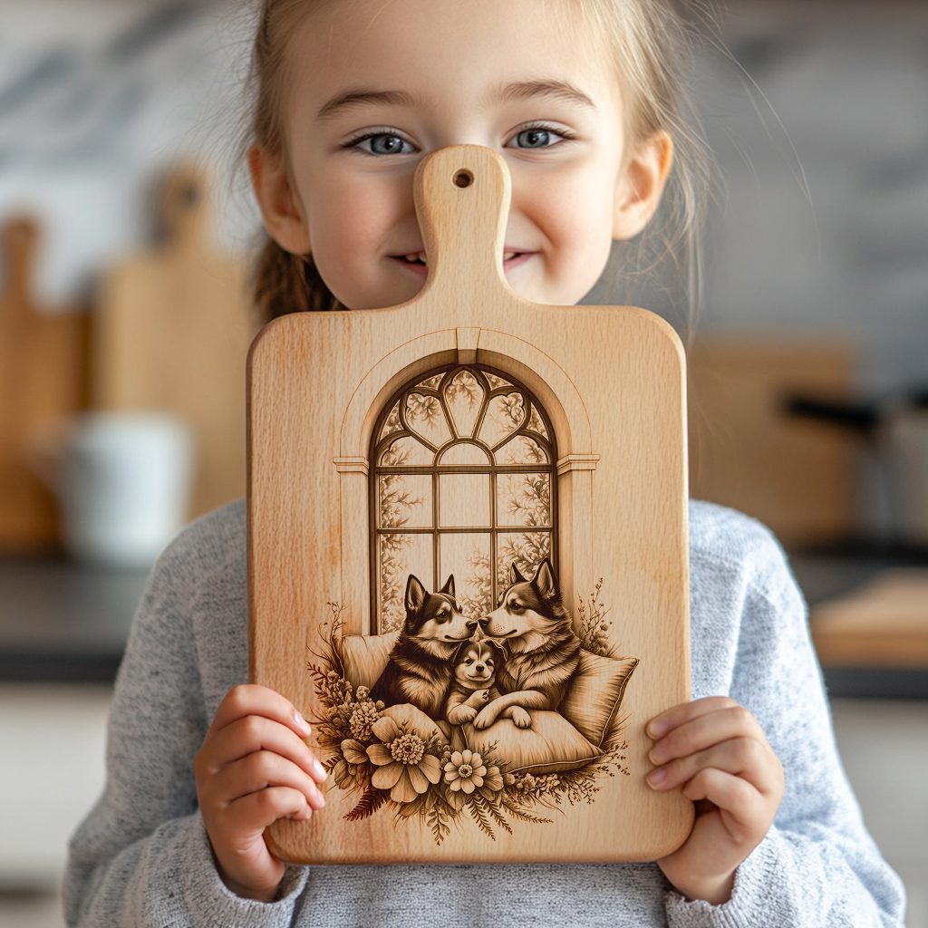 Charcuterie Board Laser Engraving File, Husky Family Window Frame ...
