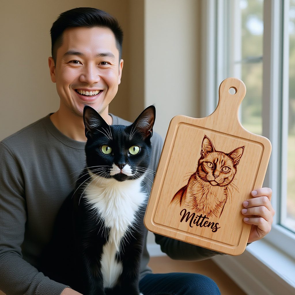 Personalized Pet Portrait Drawing from Your Photo, Laser Engraved ...