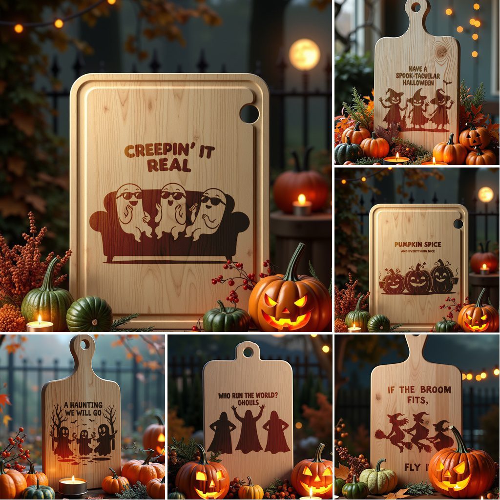 Halloween Charcuterie Board Bundle, Funny Party Engraving Designs for ...