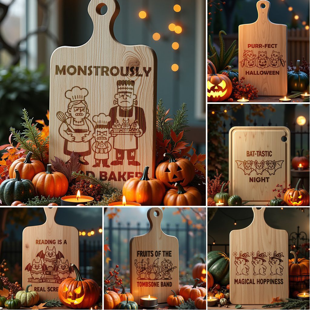 Halloween Charcuterie Board Bundle, Funny Spooky Engraving Designs for ...