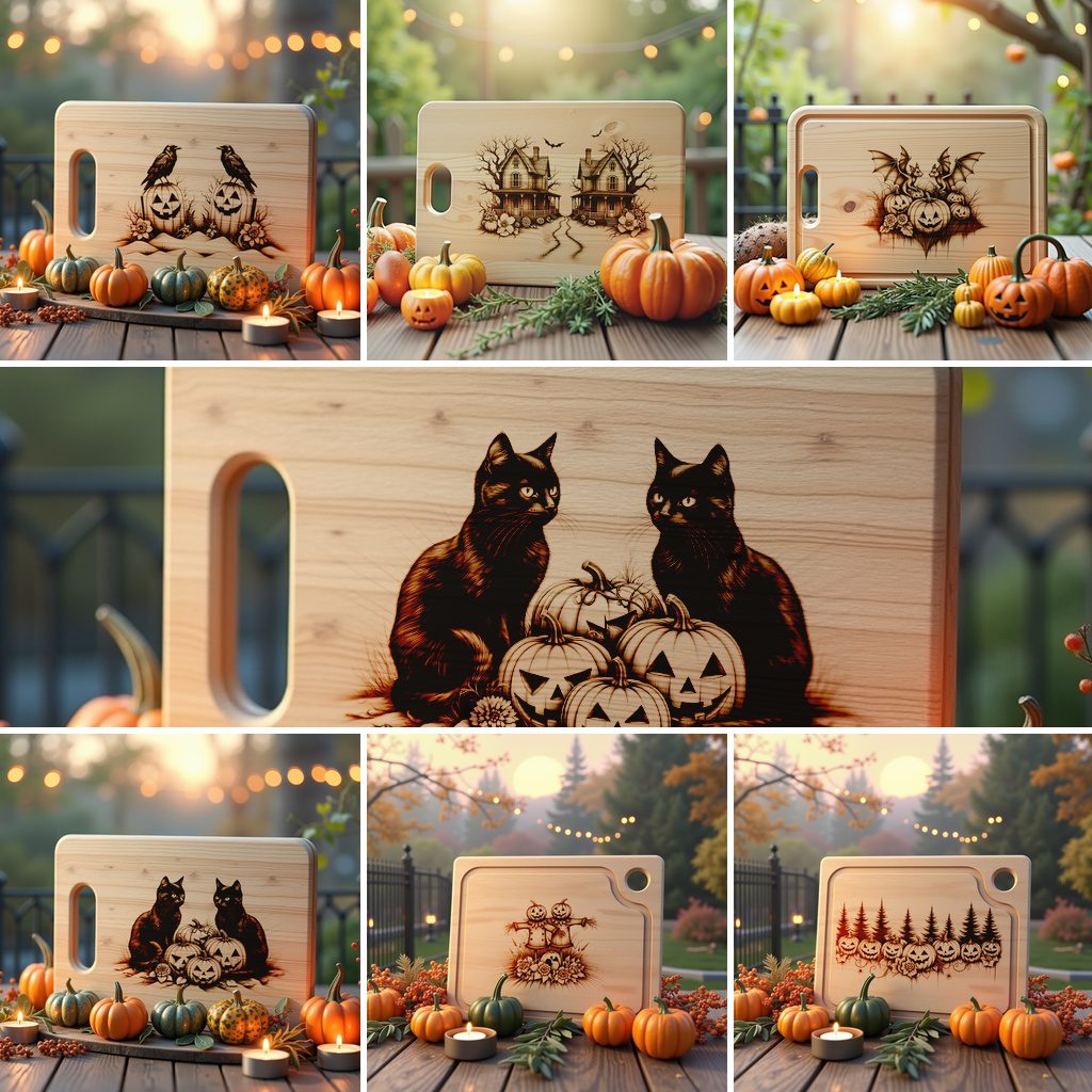 Halloween Charcuterie Board Engraving File, 6 Spooky Serving Board ...