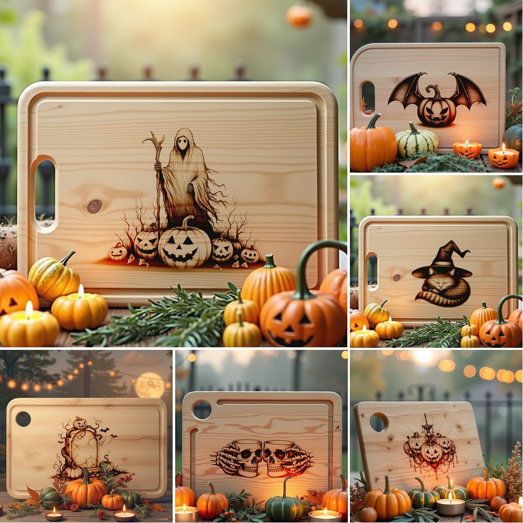 Halloween Charcuterie Board Engraving File Bundle, Spooky Party Design ...