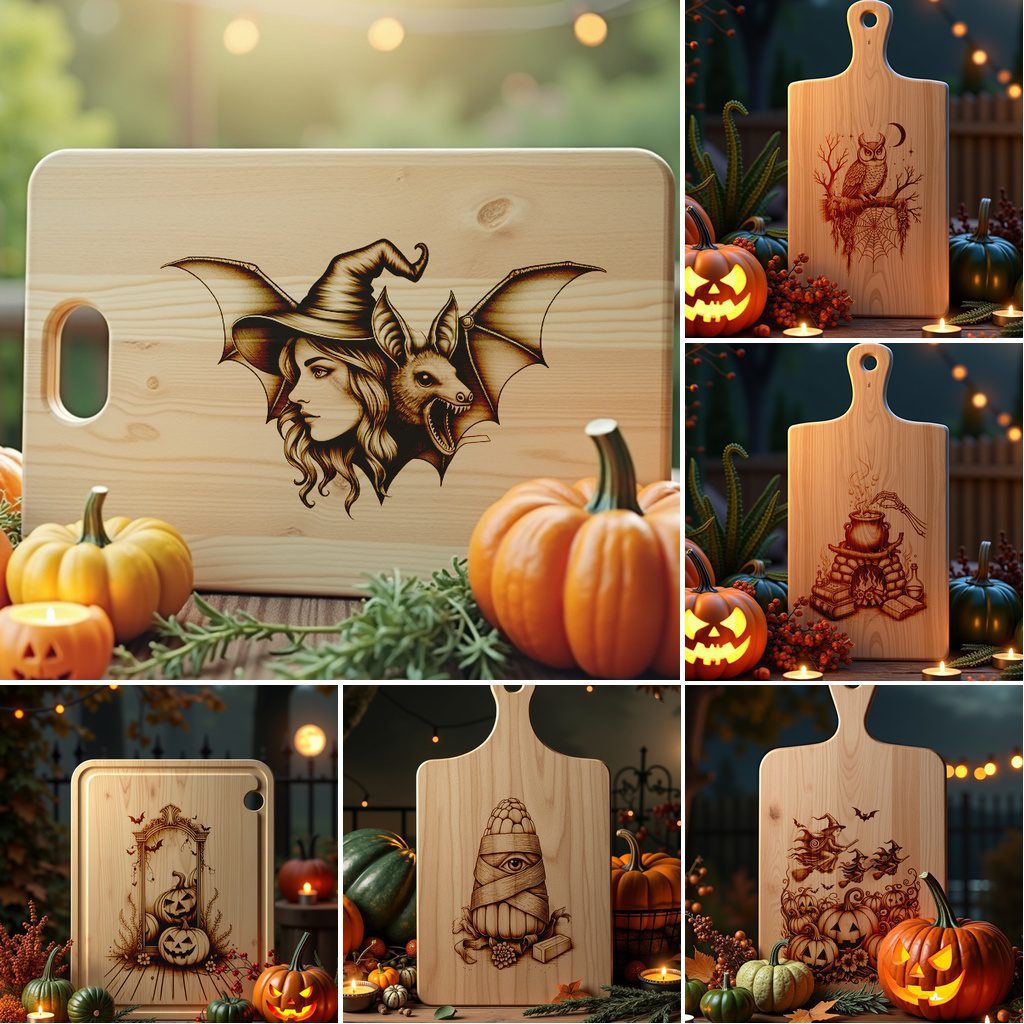 Halloween Charcuterie Board Engraving Files Bundle, Spooky Laser Design ...