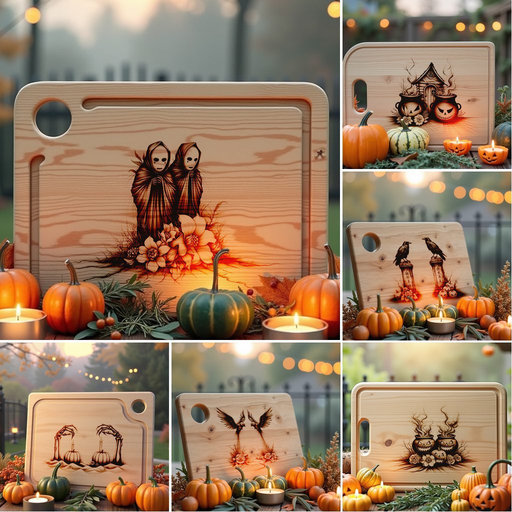 Halloween Charcuterie Board Laser Engraving File Bundle, Spooky Cheese ...