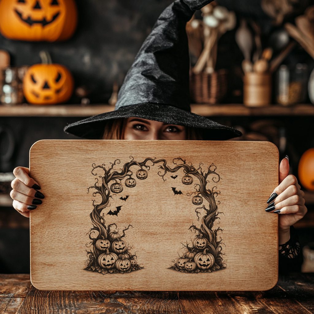 Halloween Charcuterie Board Laser File, Witch Lantern Arch, Spooky Serving Board | X-Creation ...