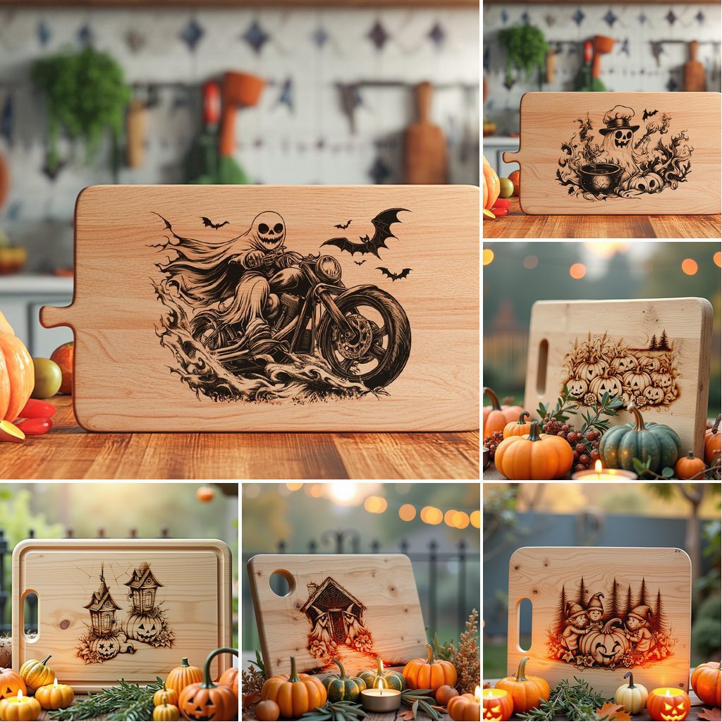 Halloween Laser Engraving File Bundle, Spooky Charcuterie Board Designs ...