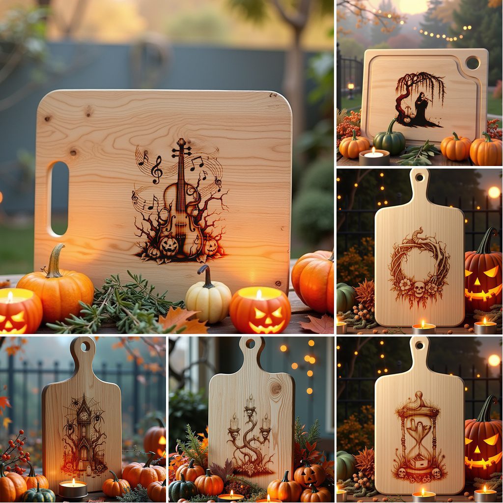Halloween Laser Engraving File, Spooky Charcuterie Board Designs Bundle ...