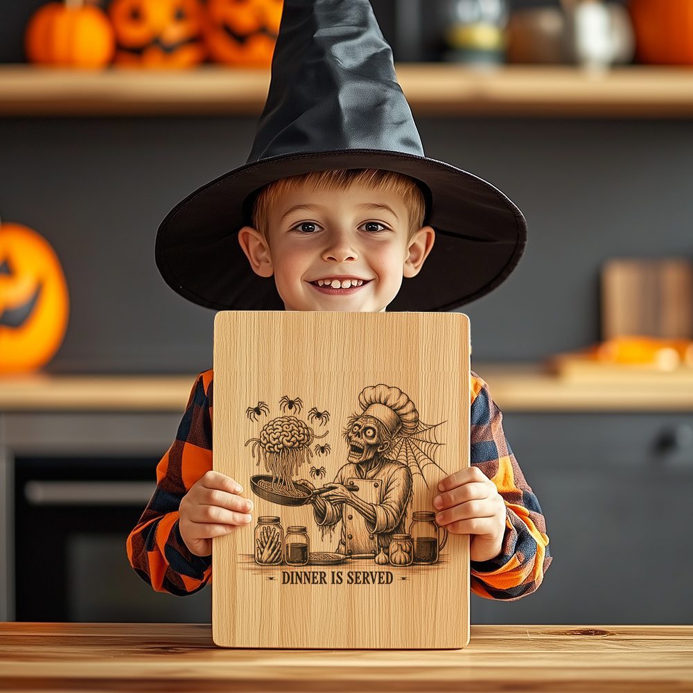 Zombie Chef Halloween Laser Engraving File, Spooky Charcuterie Board ...
