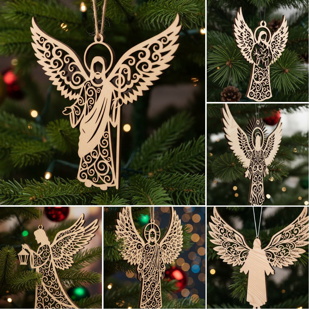 Christian Christmas Ornament Bundle, 6 Religious Designs, Angel Wings ...