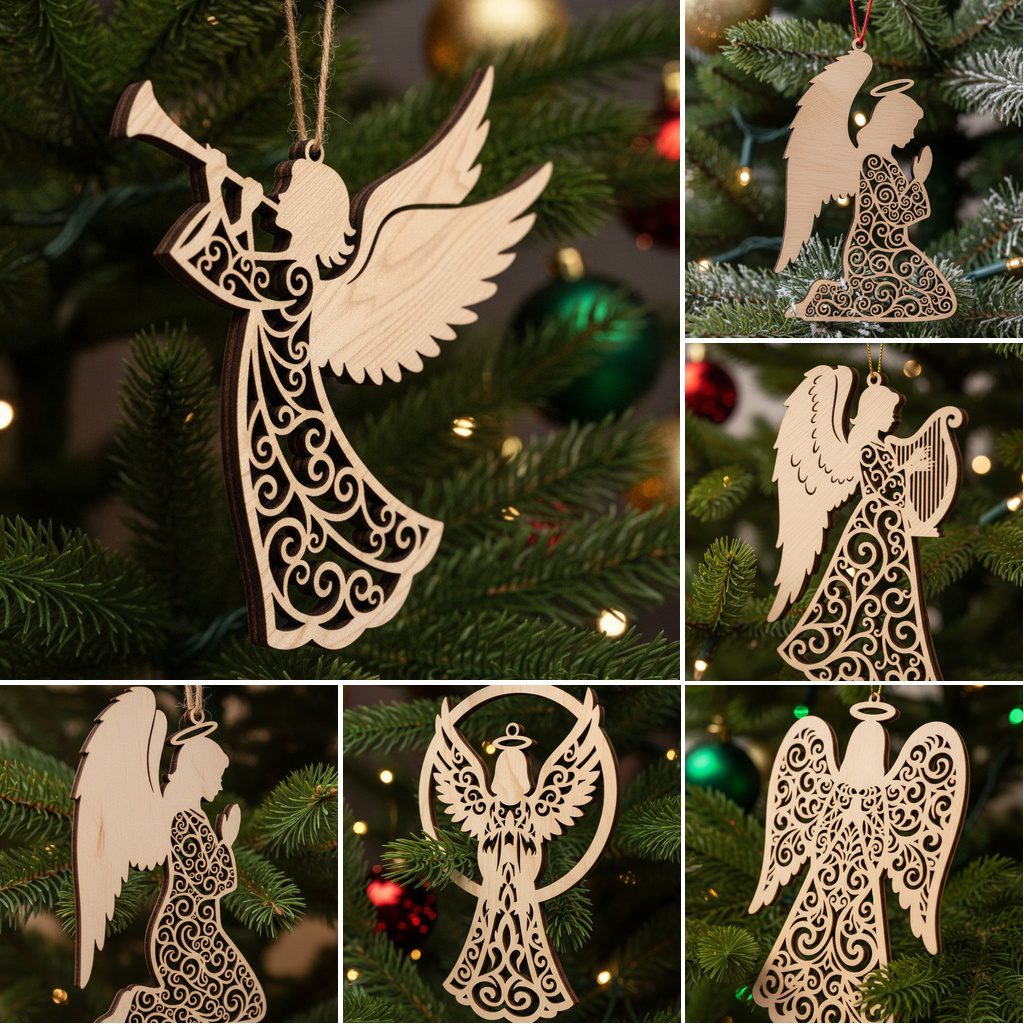 Christmas Ornament Bundle, Laser Files for Tree Decor, Angel and ...
