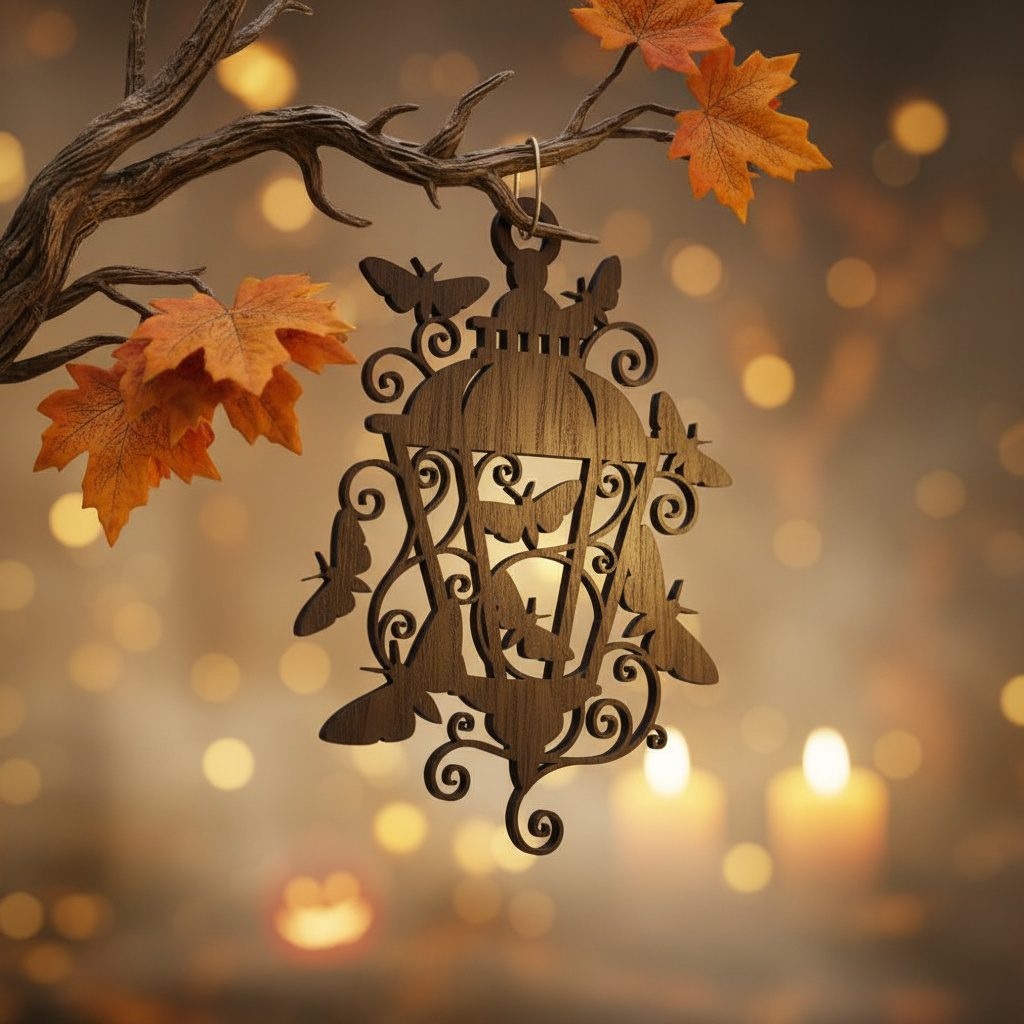 Halloween Lantern Laser File, Spooky Moth Ornament for 3D Decor Lamp ...