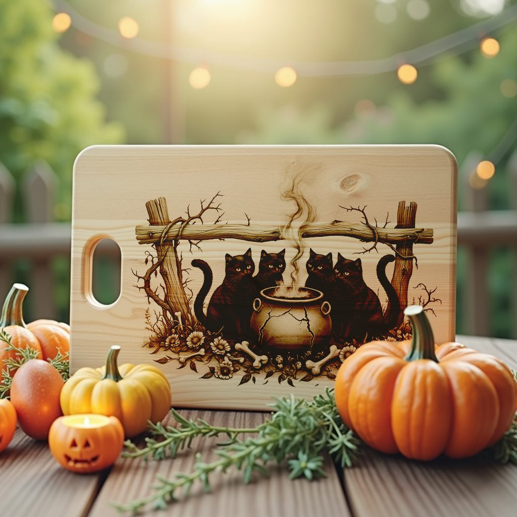 Halloween Laser Engraving File, Sinister Black Cat, Spooky Charcuterie ...