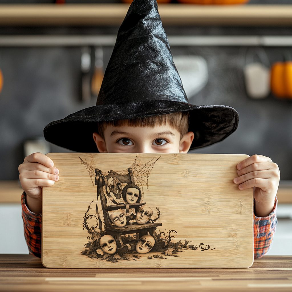Halloween Laser Engraving File, Spooky Charcuterie Board, Carnival Mask ...